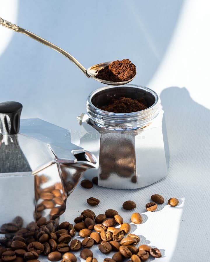 Traditional Coffee Maker. Geyser Coffee Maker. Silver Geyser Coffee ...