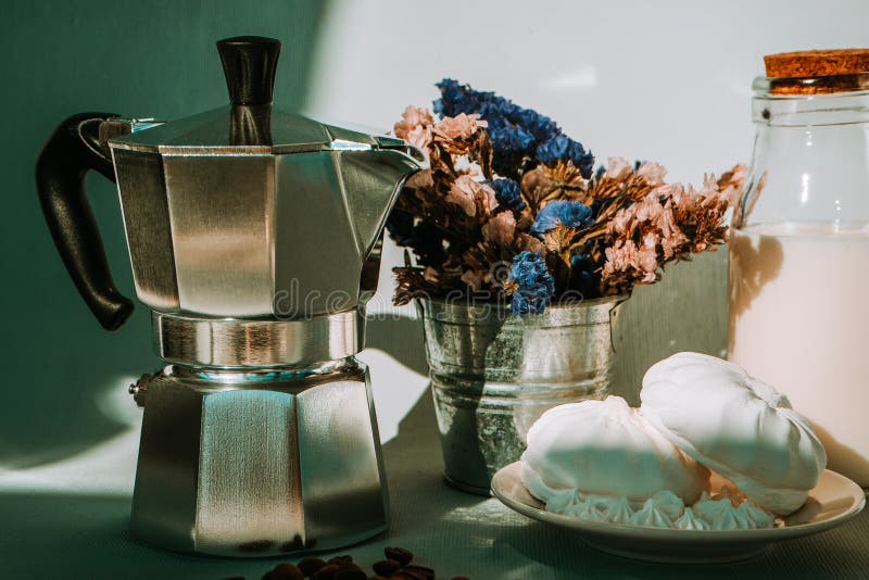 Traditional Coffee Maker. Geyser Coffee Maker. Silver Geyser Coffee ...