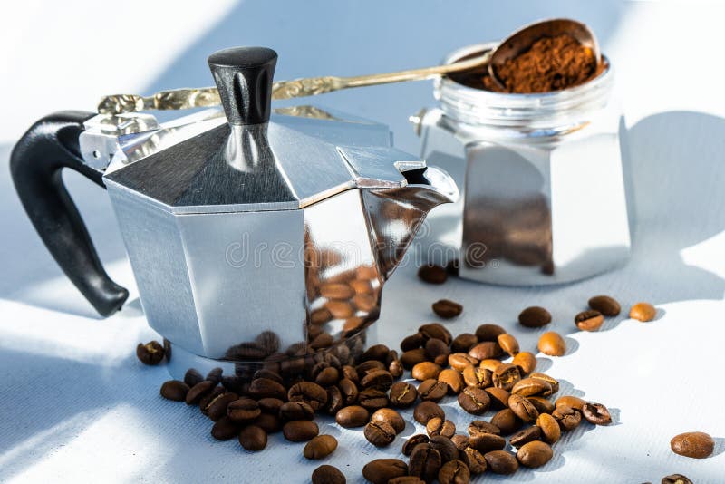 Traditional Coffee Maker. Geyser Coffee Maker. Silver Geyser Coffee ...