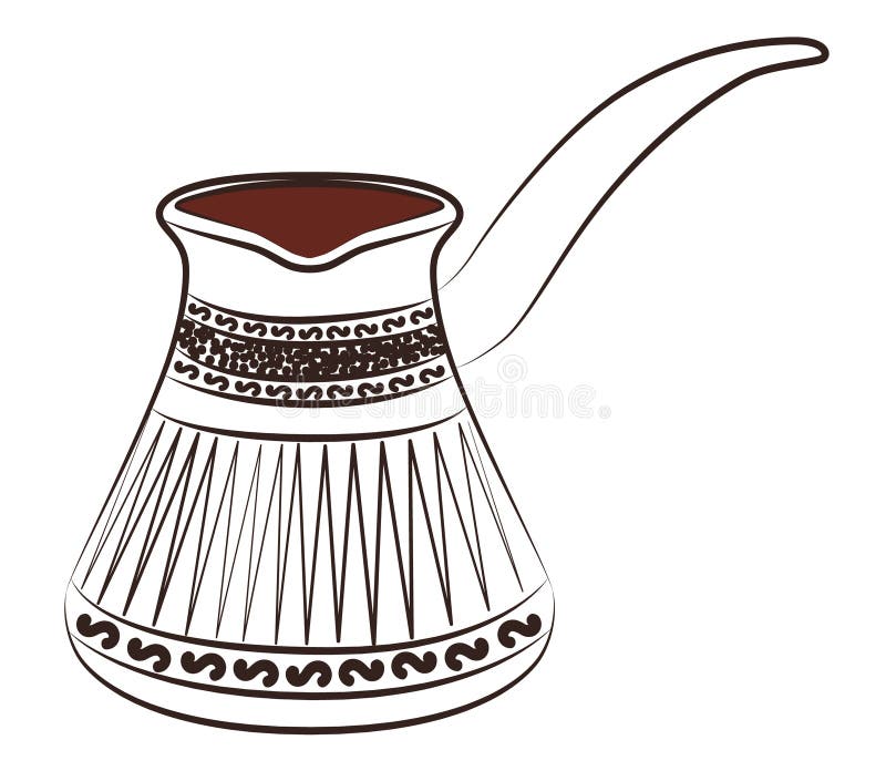 Traditional Coffee Pot Vector Illustration with Patterns Stock Vector ...