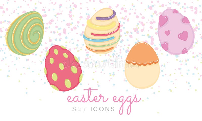 Traditional Colored Easter Eggs Icons Set Vector Stock Vector ...
