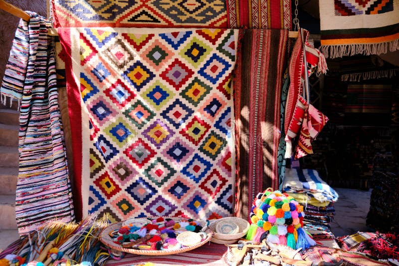 Berber carpets at bazaar stock photo. Image of craft - 372901496