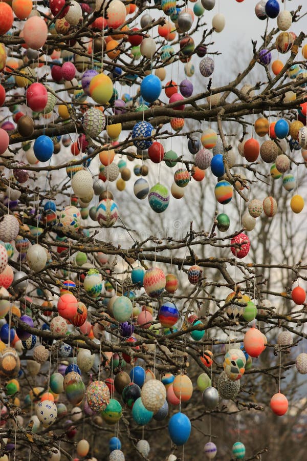 Colorful Easter Eggs on the Tree Stock Image - Image of twig, fast ...