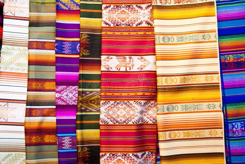 Traditional Colorful Textiles at Otavalo, Ecuador Stock Photo - Image ...