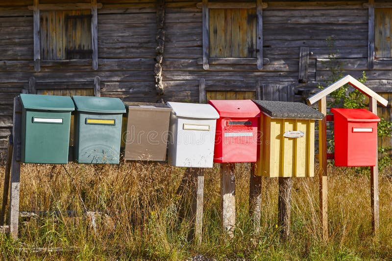 Traditional Colorful Vintage Mailboxes in the Countryside Stock Photo ...