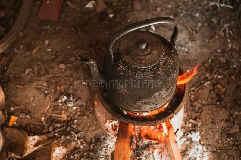 The Traditional Cooking Method Uses Firewood. Boiling Water with a ...