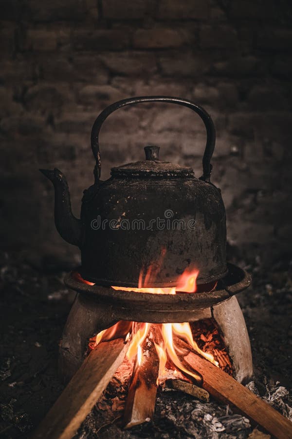 The Traditional Cooking Method Uses Firewood. Boiling Water with a ...
