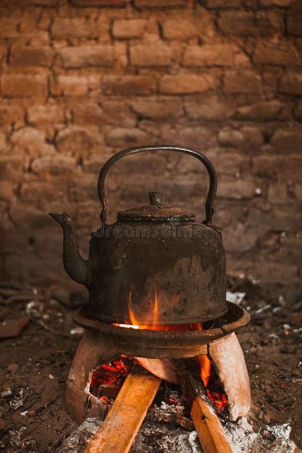 The Traditional Cooking Method Uses Firewood. Boiling Water with a ...