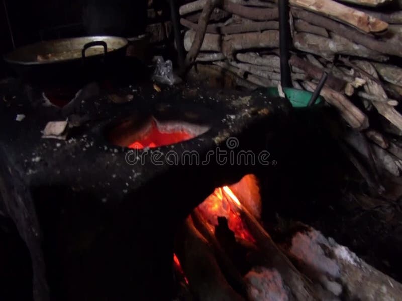 Traditional Cooking Using Firewood in an Old Kitchen Stock Video ...