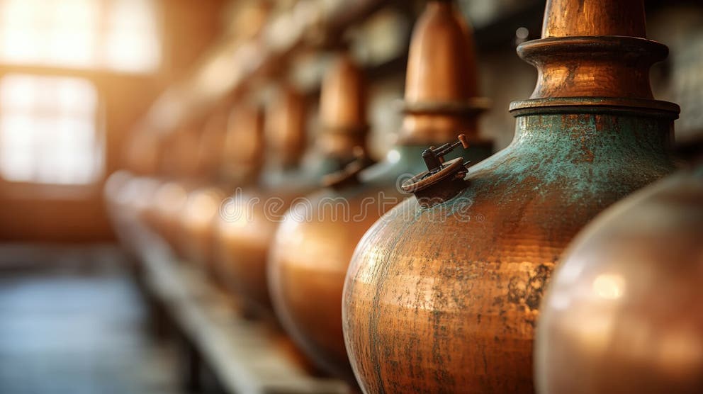 Traditional Copper Pot Stills for Distillation in Distillery Setting ...