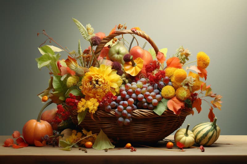 Traditional Cornucopia Centerpiece for Stock Illustration ...