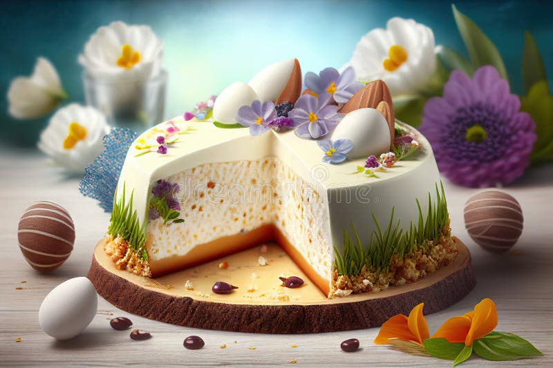 Traditional Cottage Cheese Easter Paskha and Eggs on White Table ...