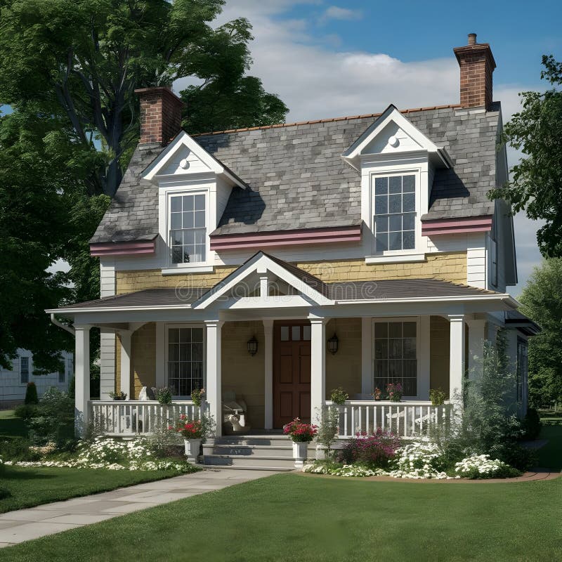 A Traditional Cottage Style House with a Charming Stock Photo - Image ...