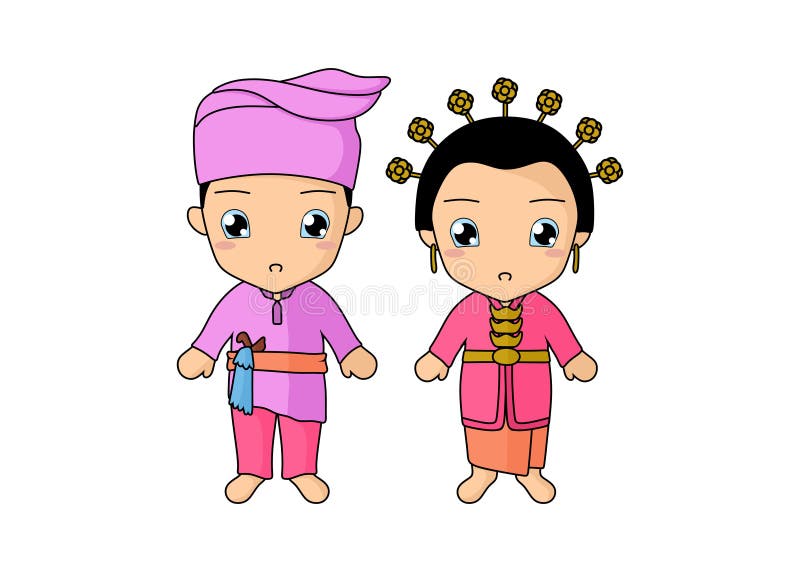 Traditional Couple Dress Of Riau Stock Vector Illustration Of Dress