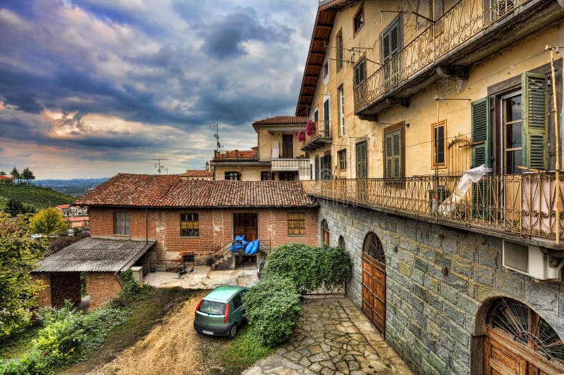 Traditional Courtyard. Barolo, Italy. Stock Image - Image of outdoor ...