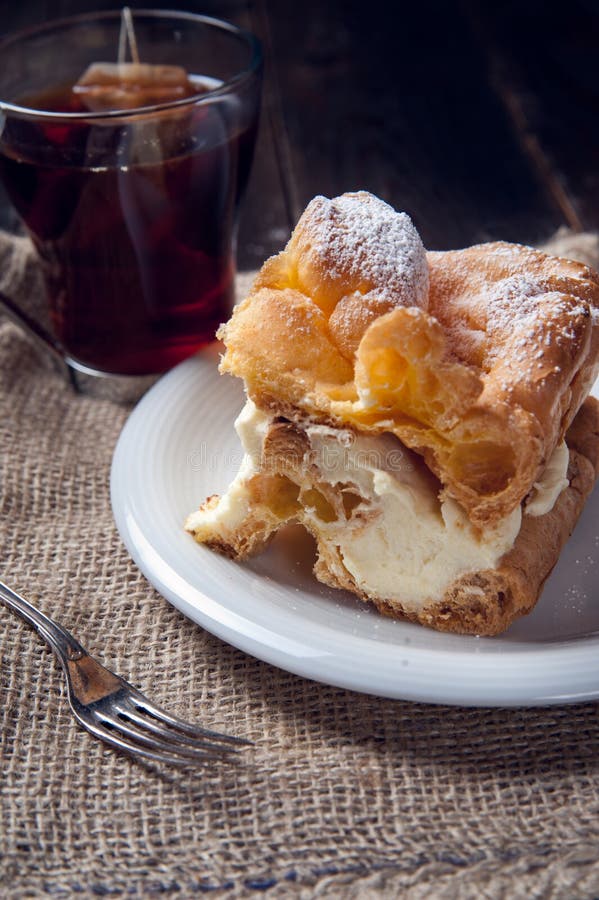 Traditional Cream Pie with Pudding Stock Image - Image of plate ...