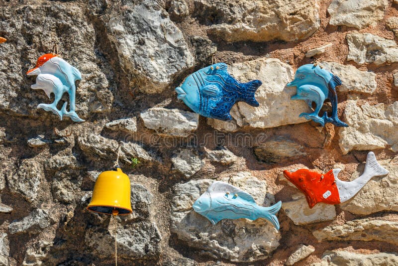 Traditional Cretan Painted Ceramic Dishes Stock Photo - Image of cretan ...