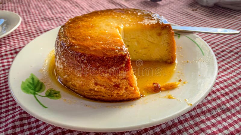 Traditional Cuban Flan Served in Plate Stock Image - Image of angle ...