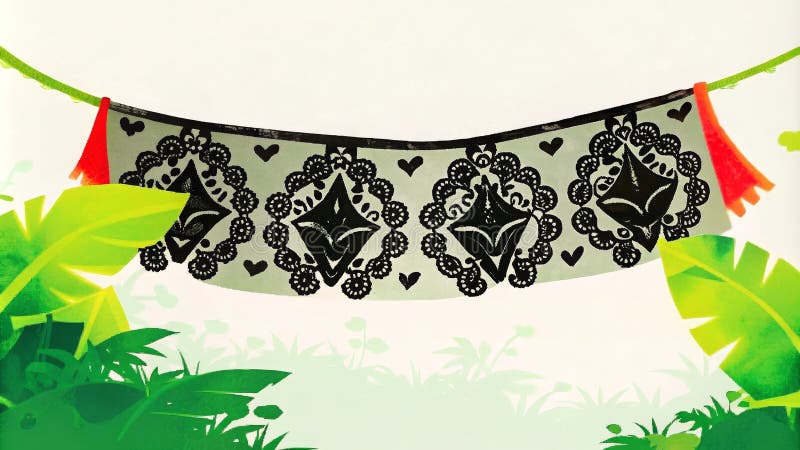 Traditional Cutout Banner with Intricate Patterns and Vibrant Foliage ...