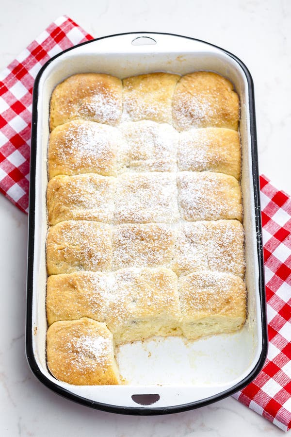 Traditional Czech Stuffed Buns in Baking Tray Stock Image - Image of ...