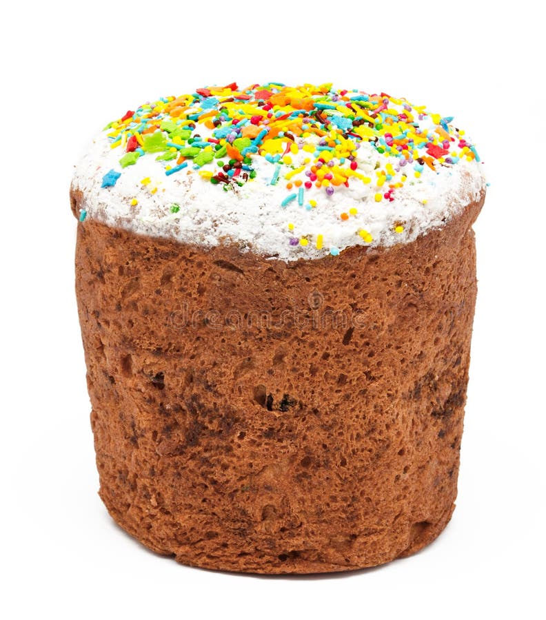 Traditional Decorated Easter Cake Kulich Isolated Stock Image - Image ...