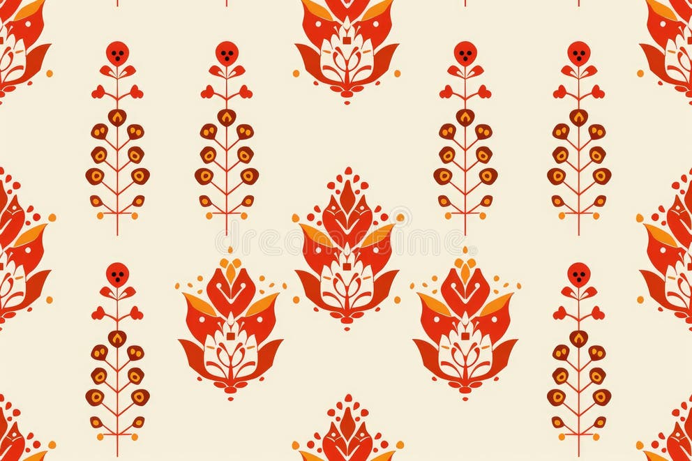 Traditional Decorative Pattern in Red Tones Stock Illustration ...