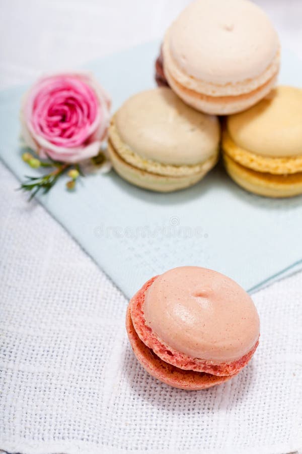 Traditional Delicious Sweet Macarons Coffee Stock Image - Image of ...