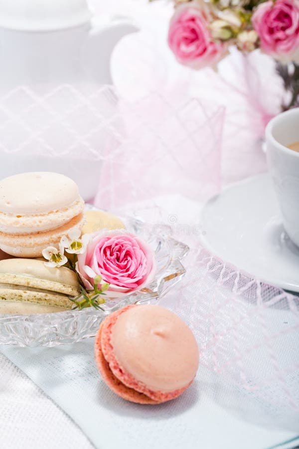 Traditional Delicious Sweet Macarons Coffee Stock Photo - Image of ...