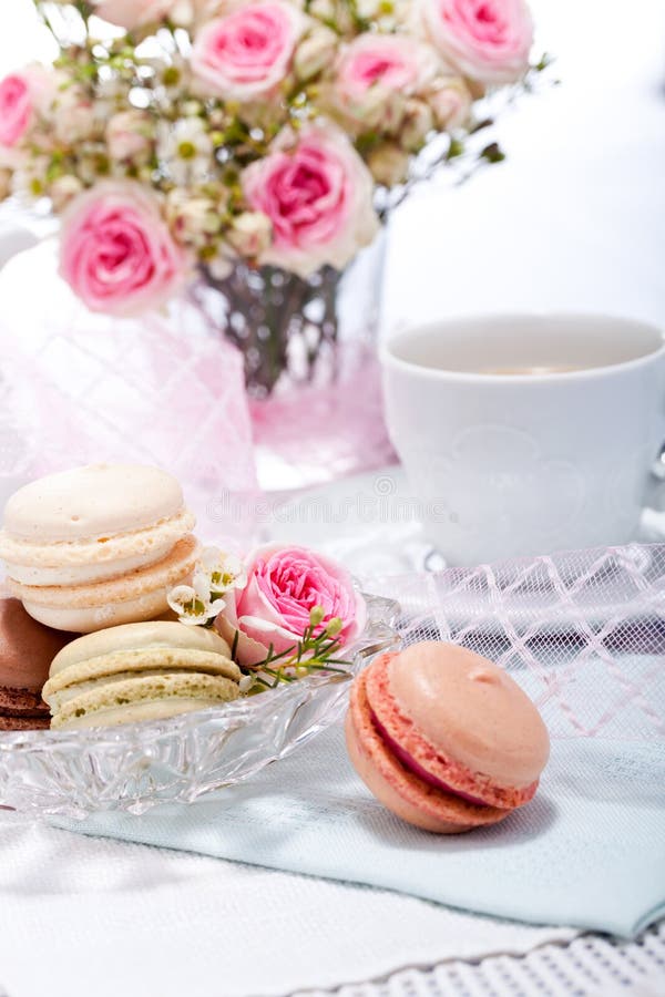 Traditional Delicious Sweet Macarons Coffee Stock Image - Image of ...