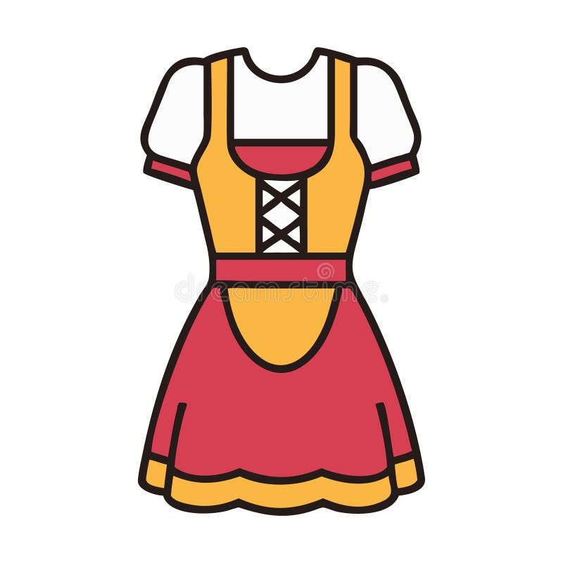 Germany Dirndl Dress with Traditional Stock Vector - Illustration of ...
