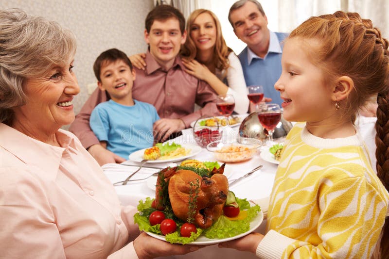 Family dinner stock image. Image of dinner, dish, female - 12529703
