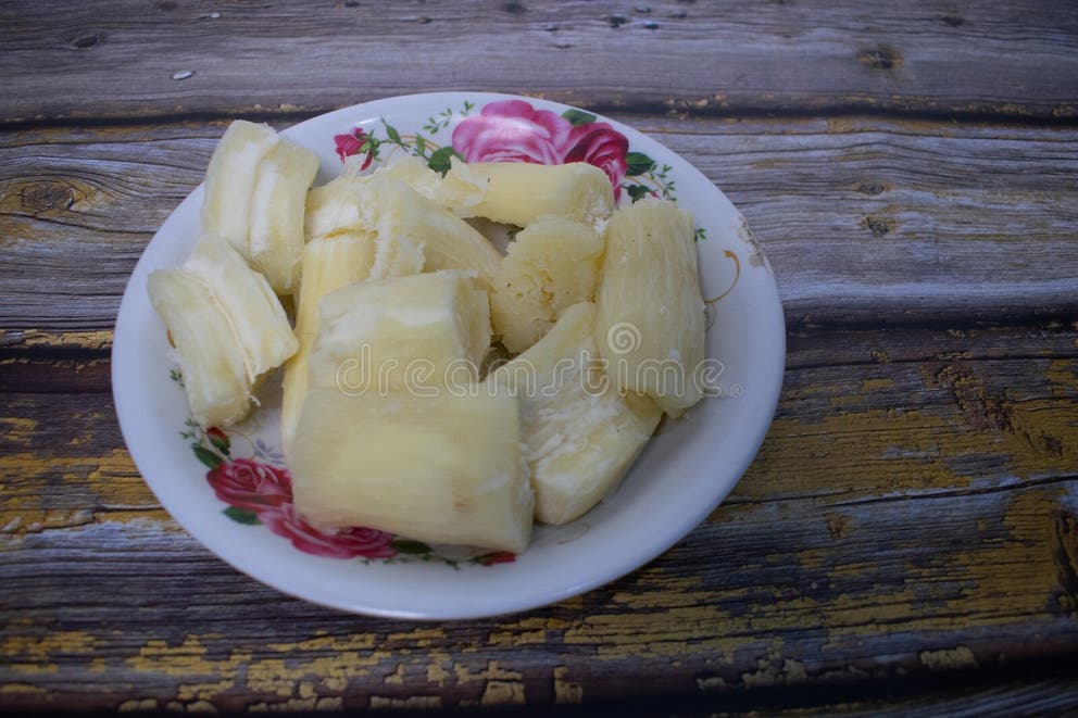 The Traditional Dish Consists of Boiled Cassava Stock Image - Image of ...