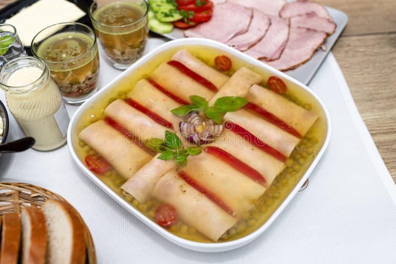 Traditional Dishes from Poland for Easter Breakfast, Visible Ham in ...