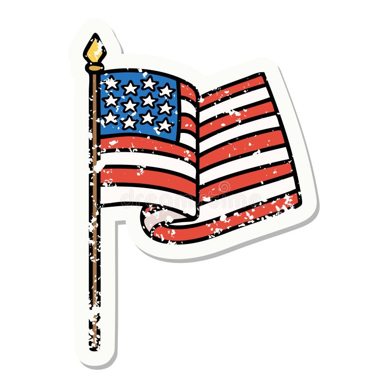 Traditional Distressed Sticker Tattoo of the American Flag Stock Vector ...
