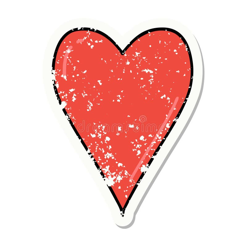 Traditional Distressed Sticker Tattoo of a Heart Stock Vector ...
