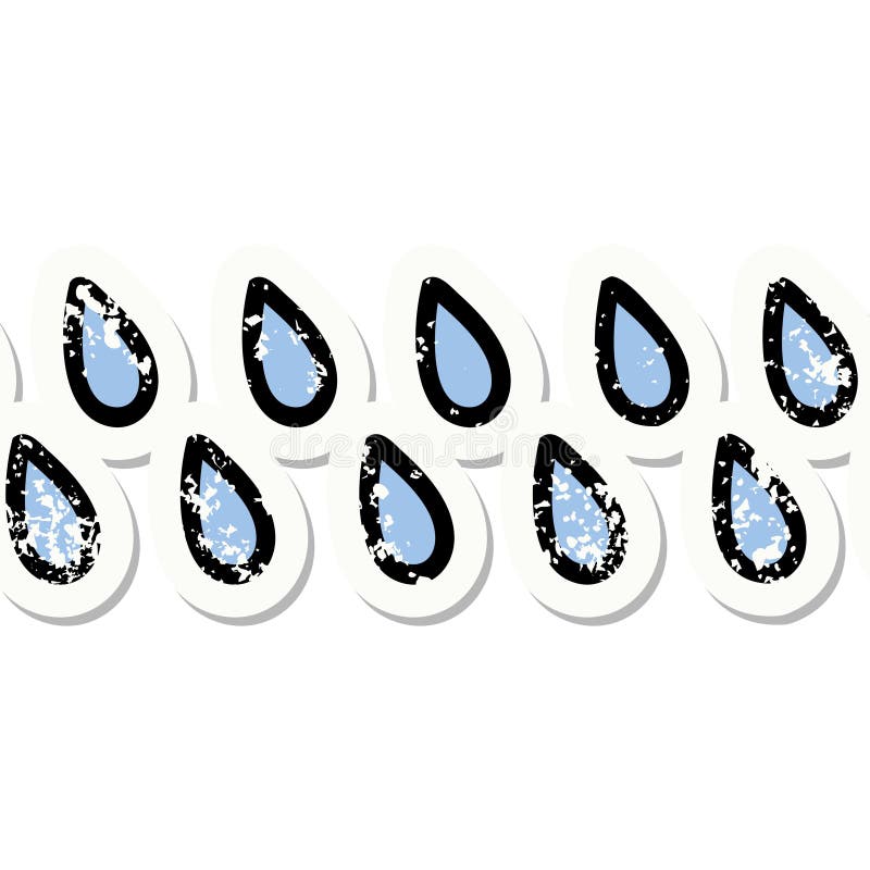 Traditional Distressed Sticker Tattoo of Rain Drops Stock Vector ...