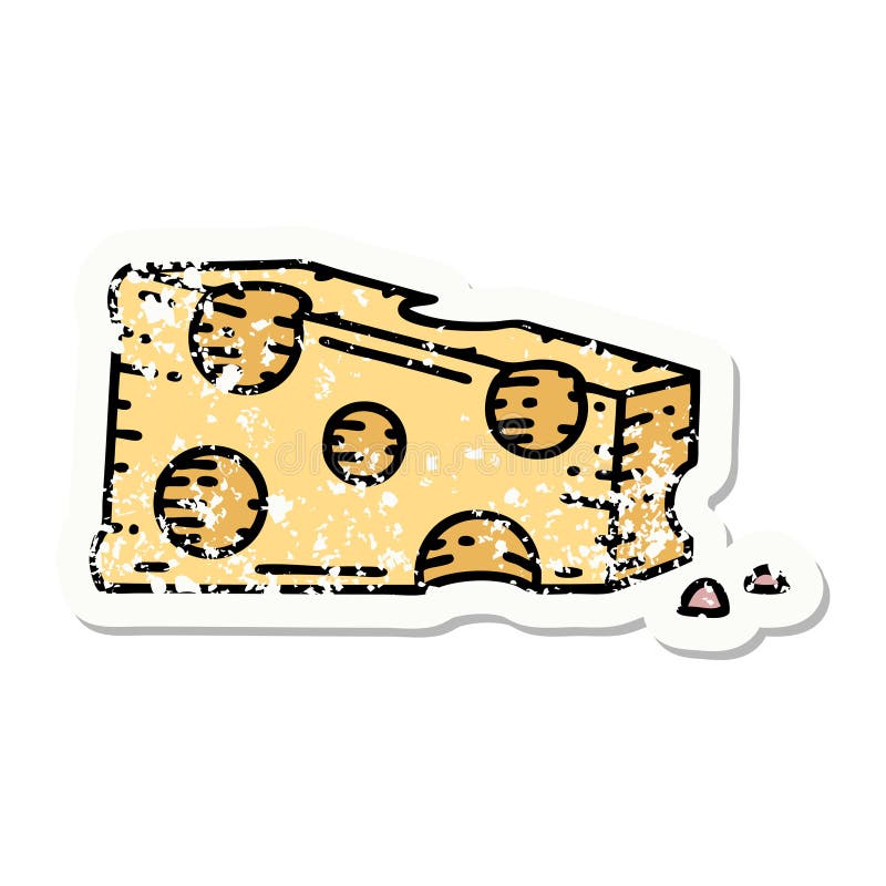 Traditional Distressed Sticker Tattoo of a Slice of Cheese Stock Vector ...