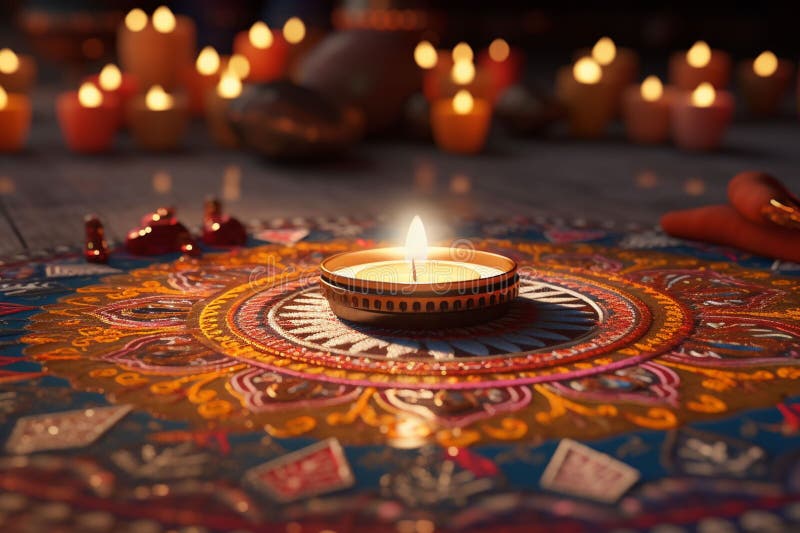 Traditional Diwali Banner Featuring Rangoli Stock Illustration ...