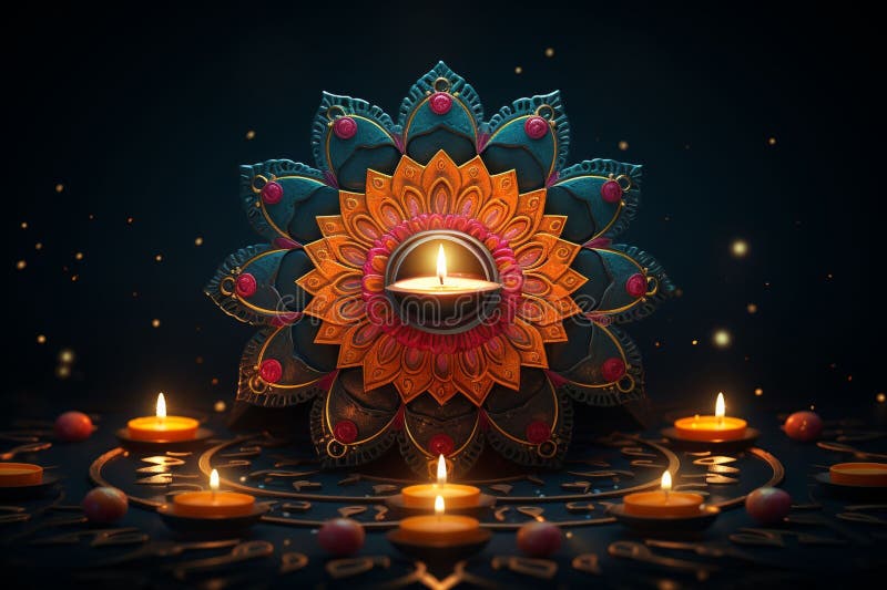 Traditional Diwali Banner with Rangoli Patterns Stock Illustration ...