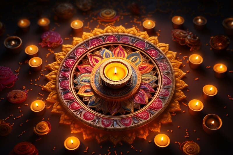 Traditional Diwali Poster Featuring Rangoli Stock Illustration ...