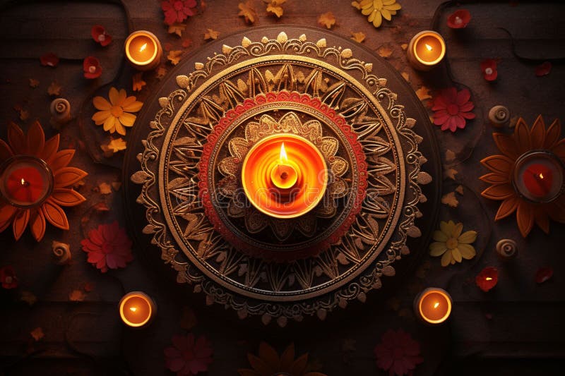Traditional Diwali Poster with Rangoli Patterns Stock Illustration ...
