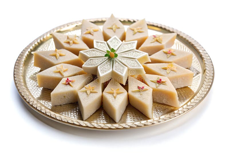 Traditional Diwali Sweets on Decorative Plate, Isolated on Transparent ...