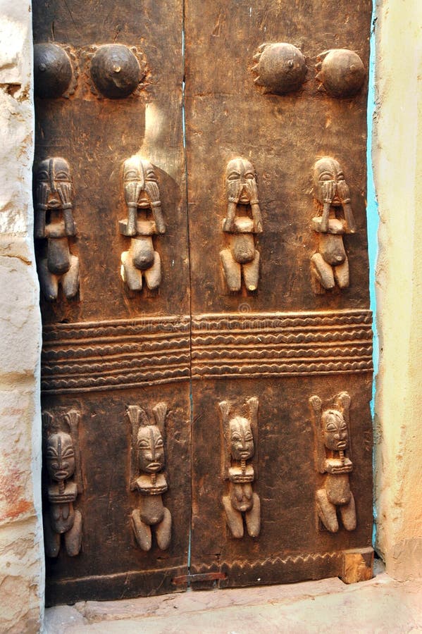 Traditional Dogon Carved House Door Stock Image - Image of carved, west ...