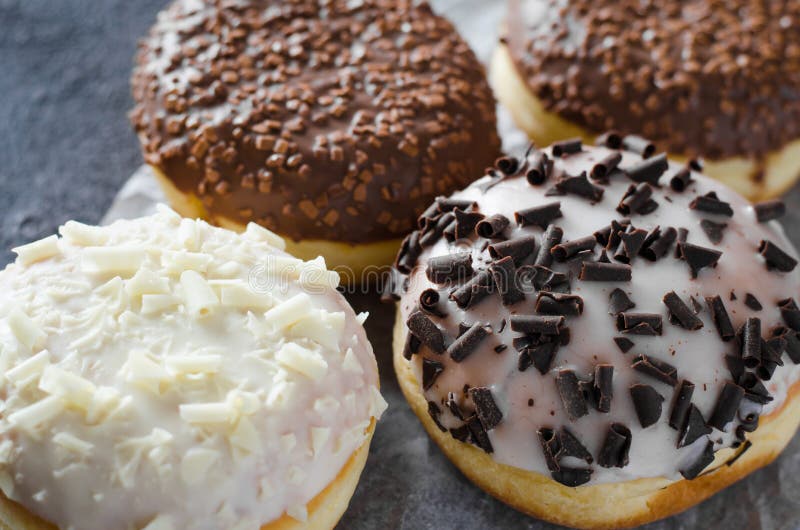 Traditional Donut Day. Assorted Donuts with Chocolate Glazed on ...