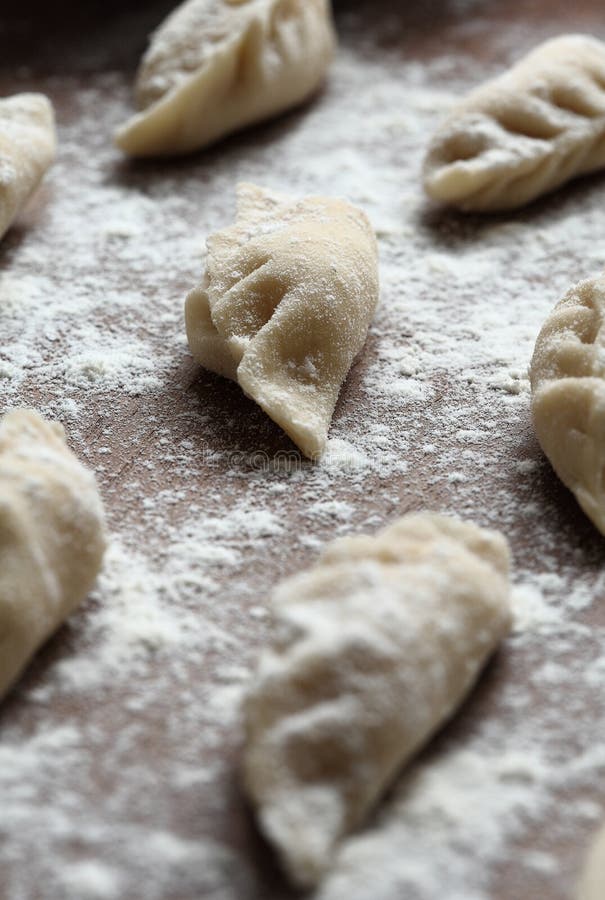 Traditional Dough Food Boiled in Water Stock Photo - Image of board ...