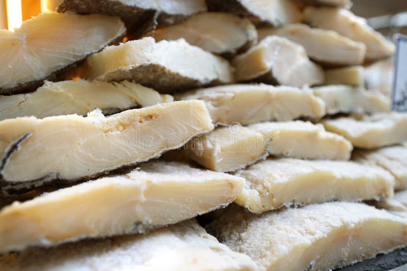 Traditional Dried Cod Display - Bacalao Stock Photo - Image of textures ...