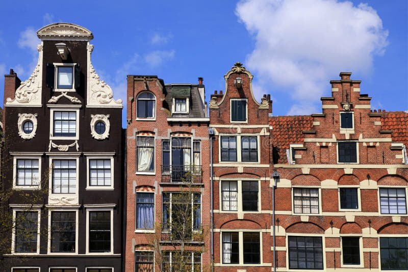 Dutch Medieval Buildings on Canal in Amsterdam Stock Photo - Image of ...