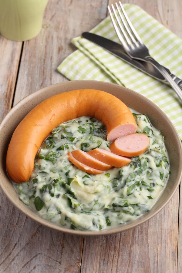 Traditional Dutch Dish Stamppot with Rookworst Stock Image - Image of ...