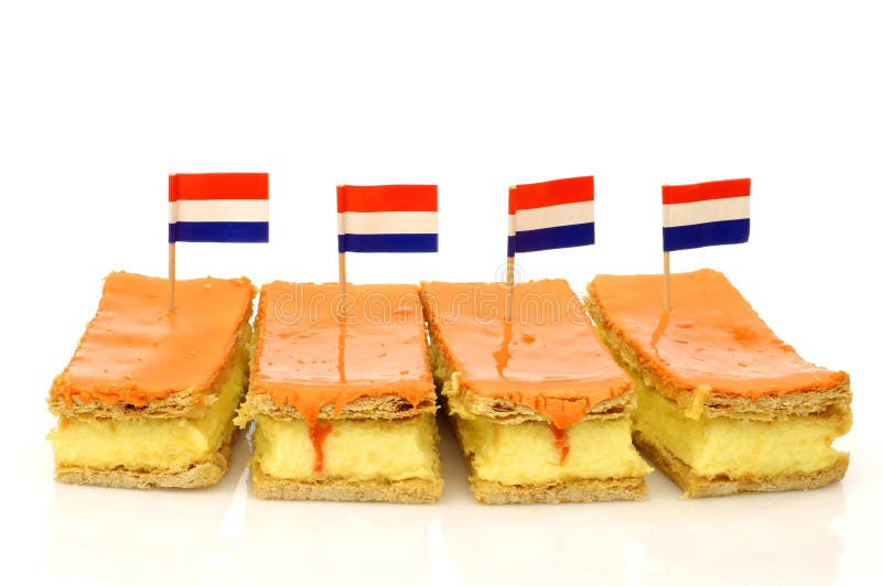 Traditional Dutch Pastry Called Tompouce Stock Image - Image of orange ...