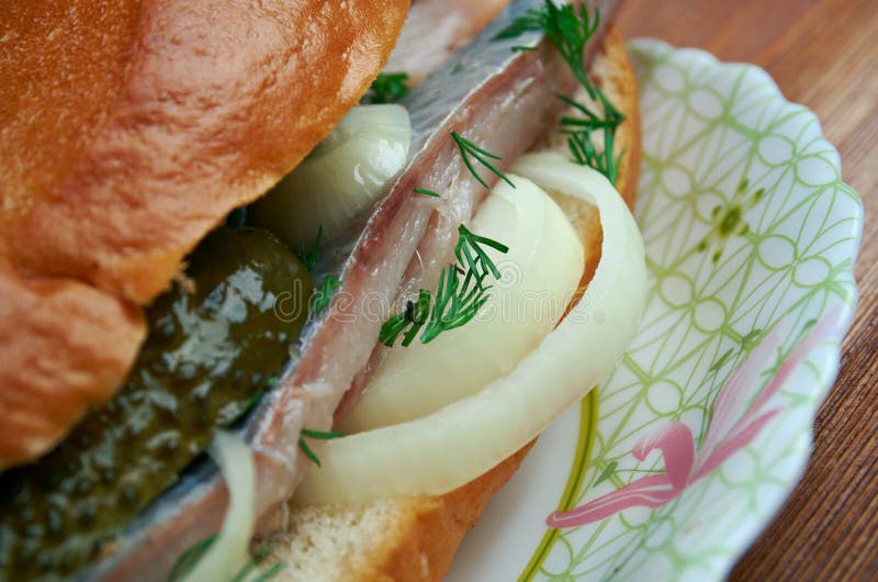 Traditional Dutch Sandwich Withherring Stock Photo - Image of cuisine ...